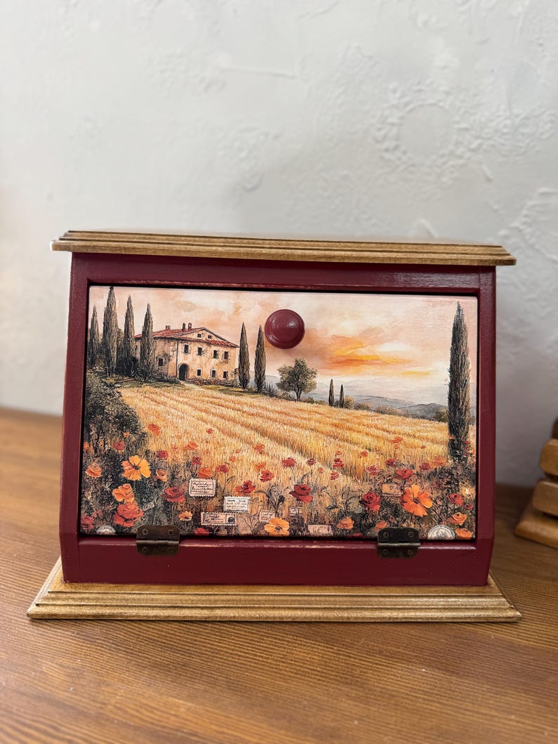 Tuscan Bread Box Large Wooden Storage Container, Italian Style Bread ...