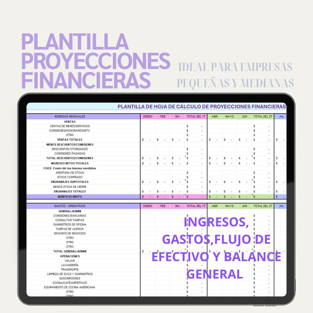 Detailed Financial Projections Template excel Format - Etsy