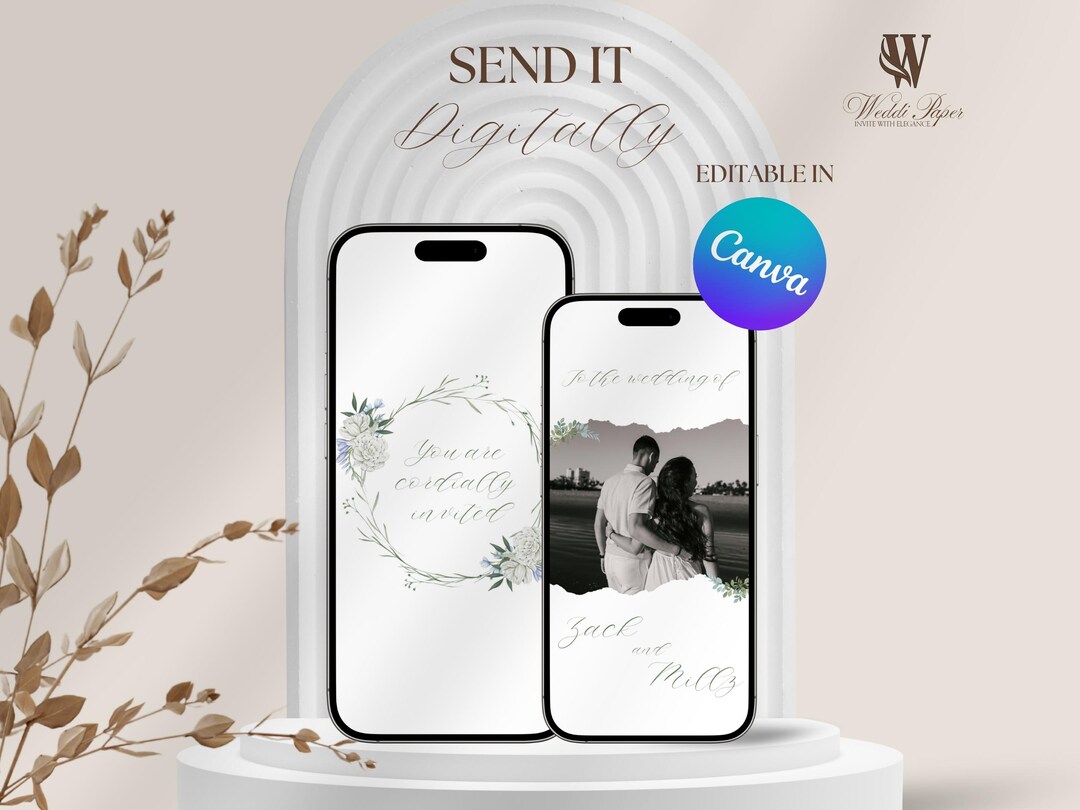 Animated Floral Wedding Invitation: Editable Canva Template (digital ...