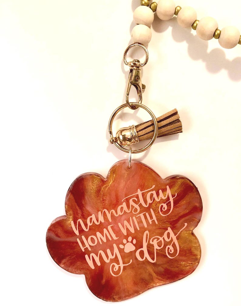 Boho Chic Dog Paw Lanyard: Add Your Name or Phrase, Featuring Mandala ...