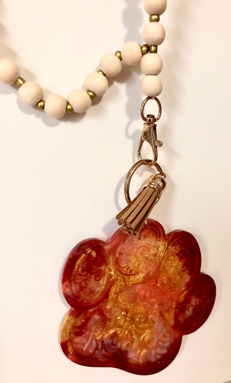 Boho Chic Dog Paw Lanyard: Add Your Name or Phrase, Featuring Mandala ...