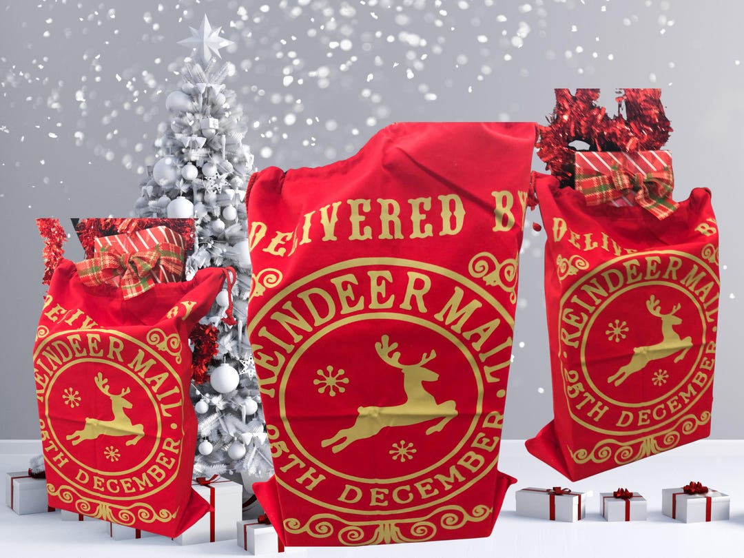 Extra-large Santa Sack | 27.5” X 19.5” Cotton Canvas Gift Bag With ...