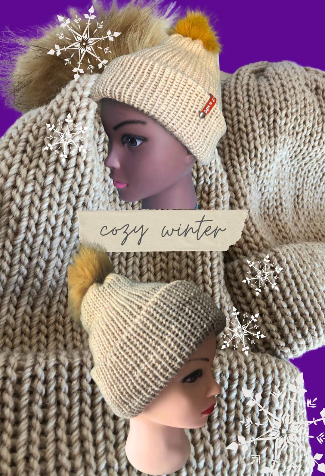 Chic Wool Hats With Detachable Puffs - Neutral & Autumn Hues - Etsy