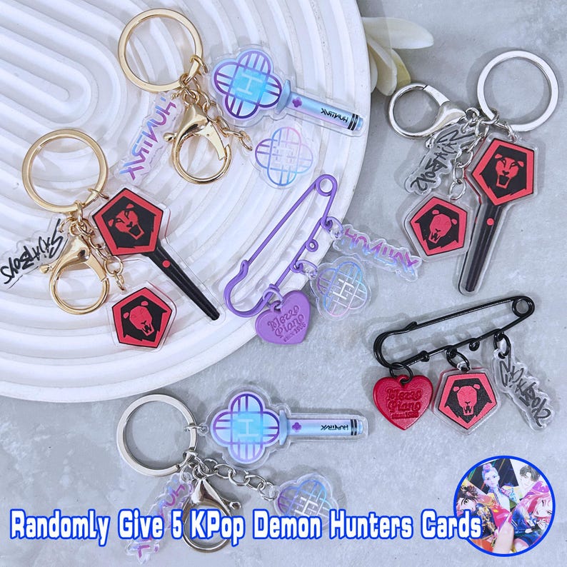 Kpop Demon Hunters Cute Keychain/brooch,acrylic Pendant Keychain,huntrix and Saja Boys Charms ...