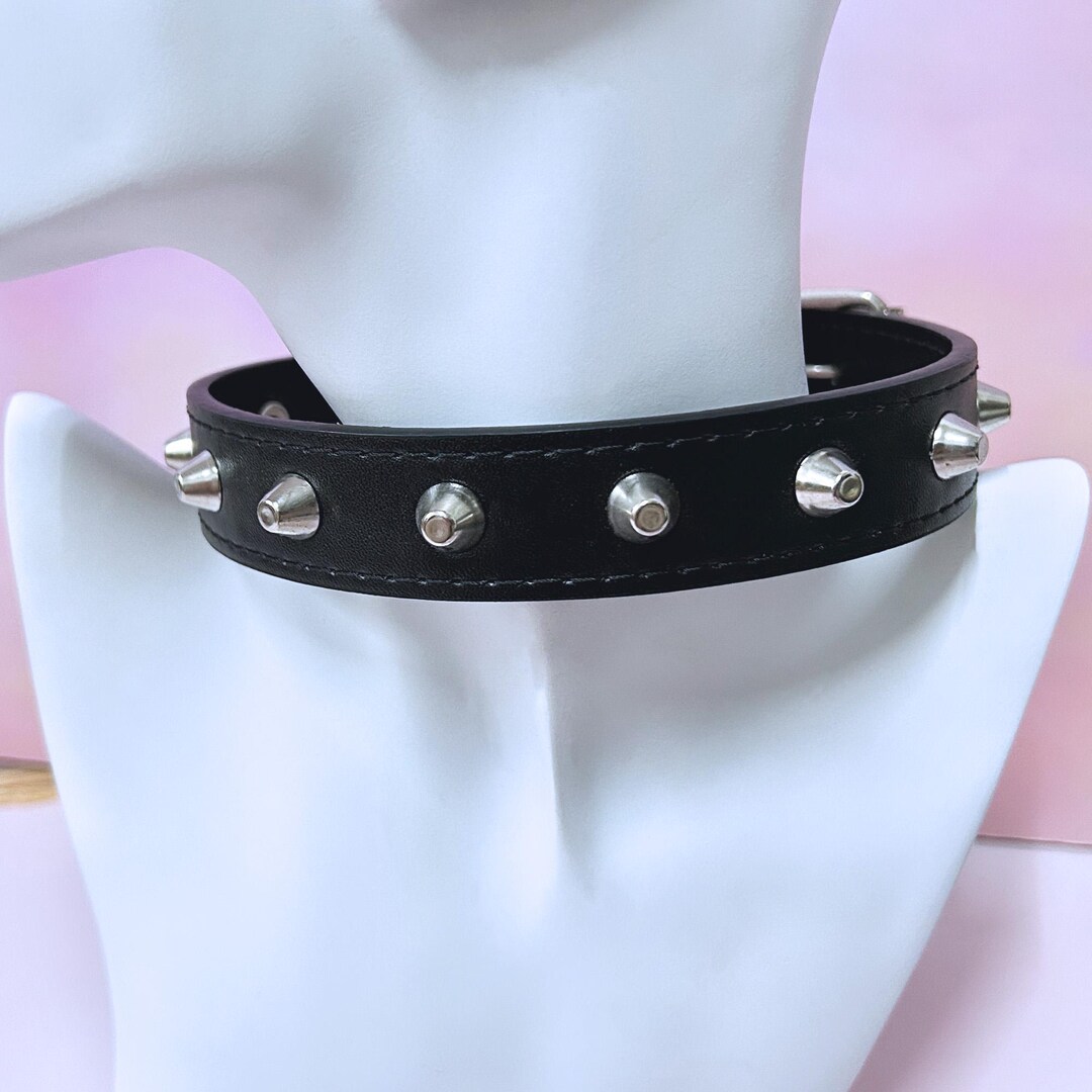 Gothic Punk Collar With Flat Head Rivets,leather Adjustable Necklace ...