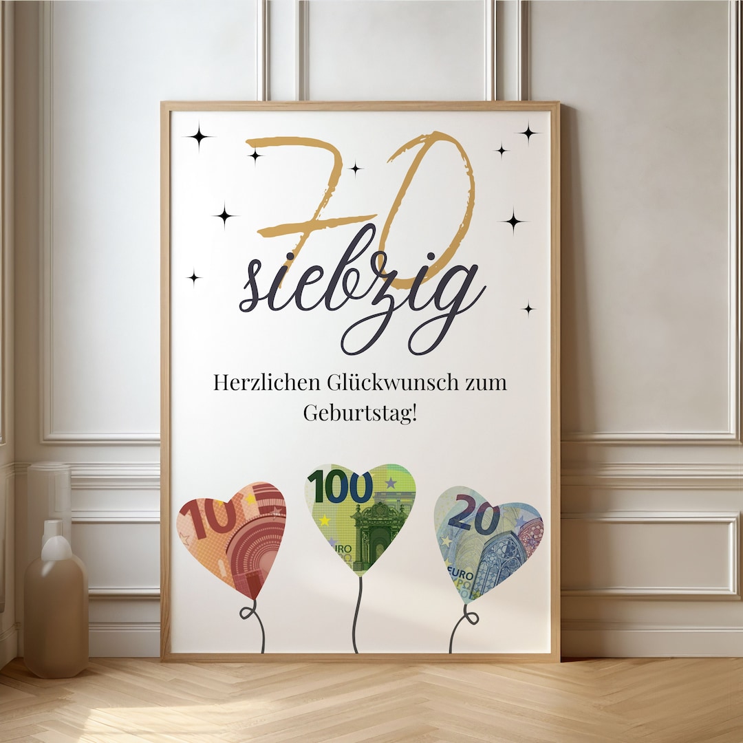 Money Gift Birthday - Birthday Gift Money - Gift Idea for 70th Birthday ...