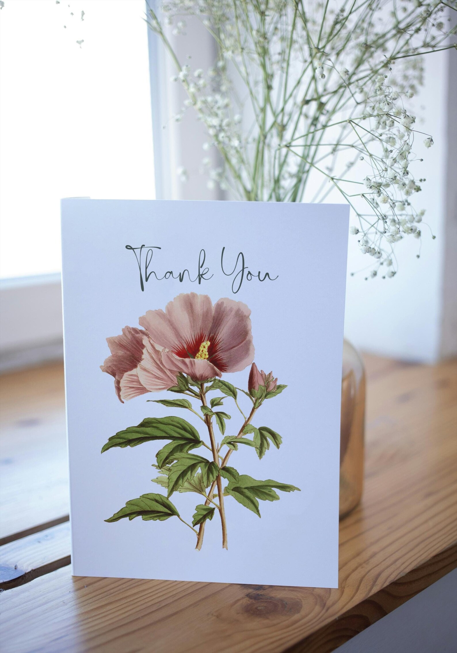 Thank You Card Flower Postcard Flower Card Floral Card Thank You ...