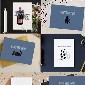 Happy New Year Card New Year Postcard 2025 Card New Year Greeting Card ...
