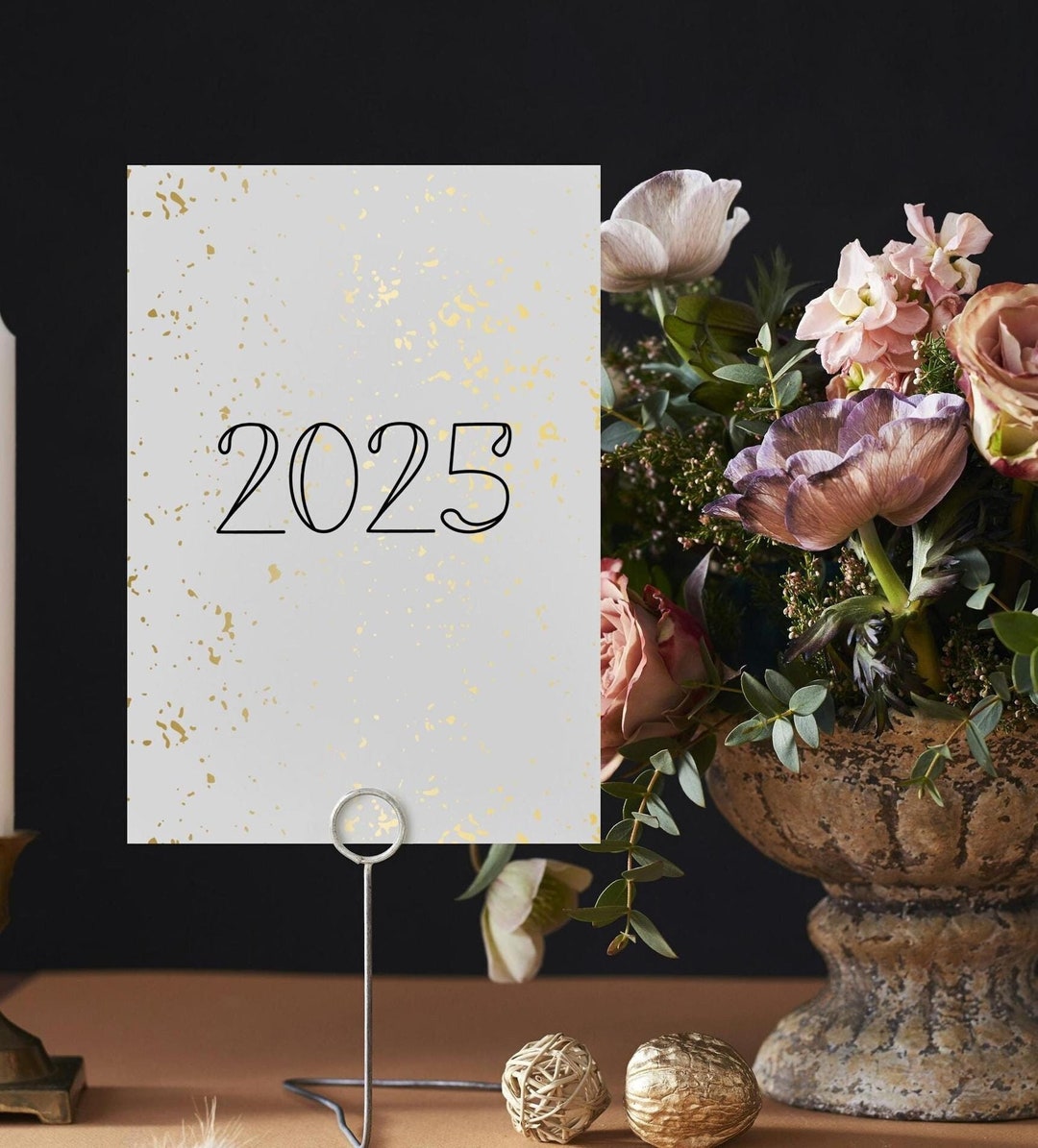 Happy New Year Card New Year Postcard 2025 Card New Year Greeting Card ...