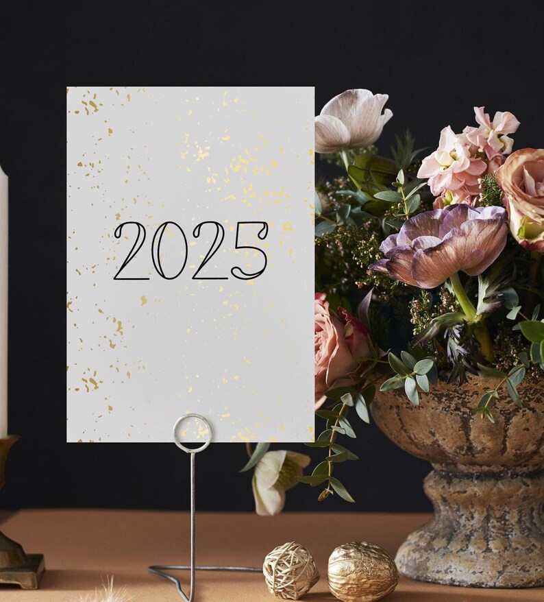 Happy New Year Card New Year Postcard 2025 Card New Year Greeting Card ...