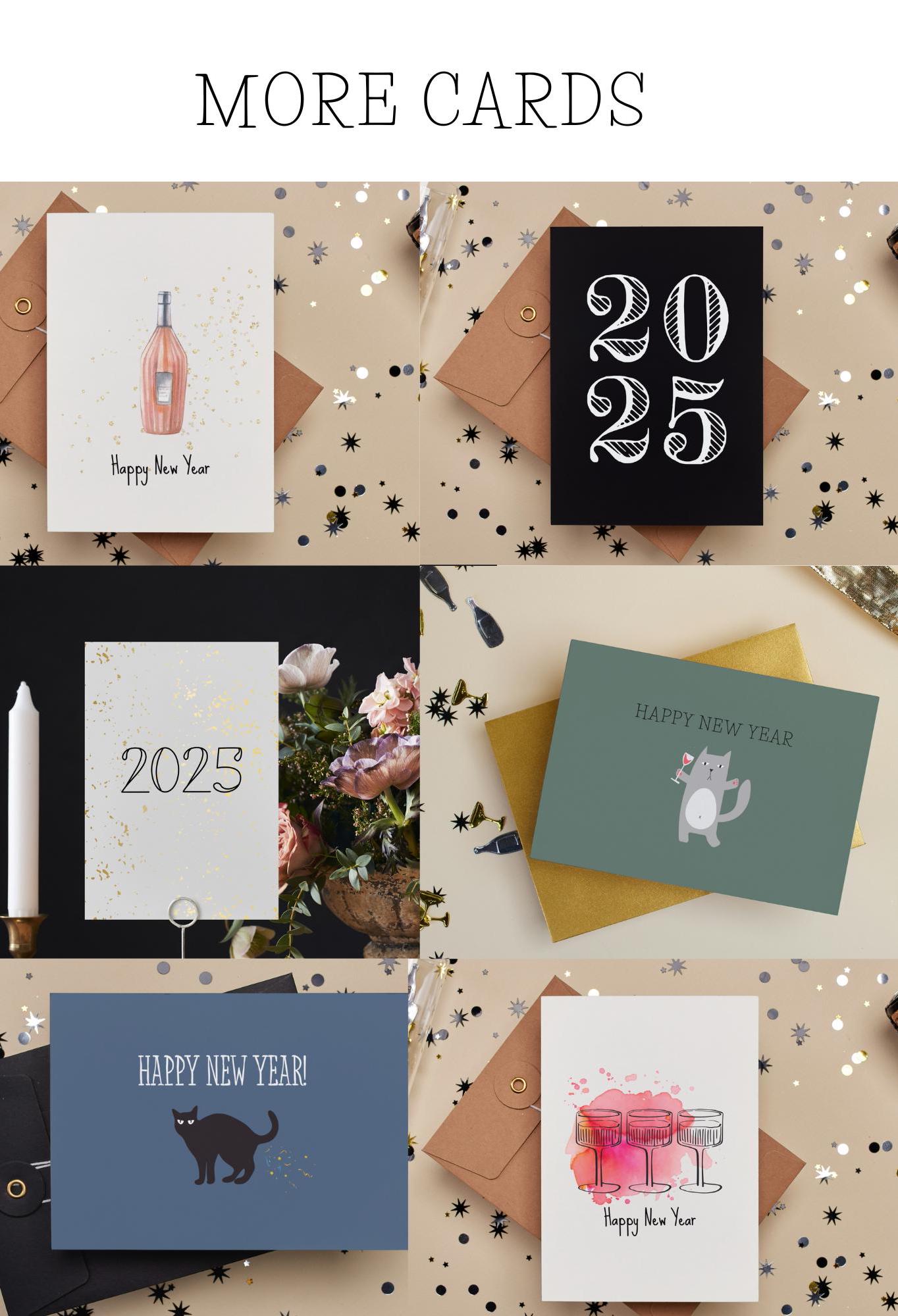 Happy New Year Card New Year Postcard 2025 Card New Year Greeting Card ...