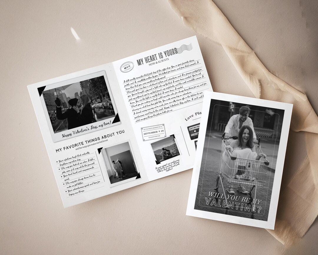 Custom Valentines Day Card Template Valentines Day Gift for Boyfriend ...