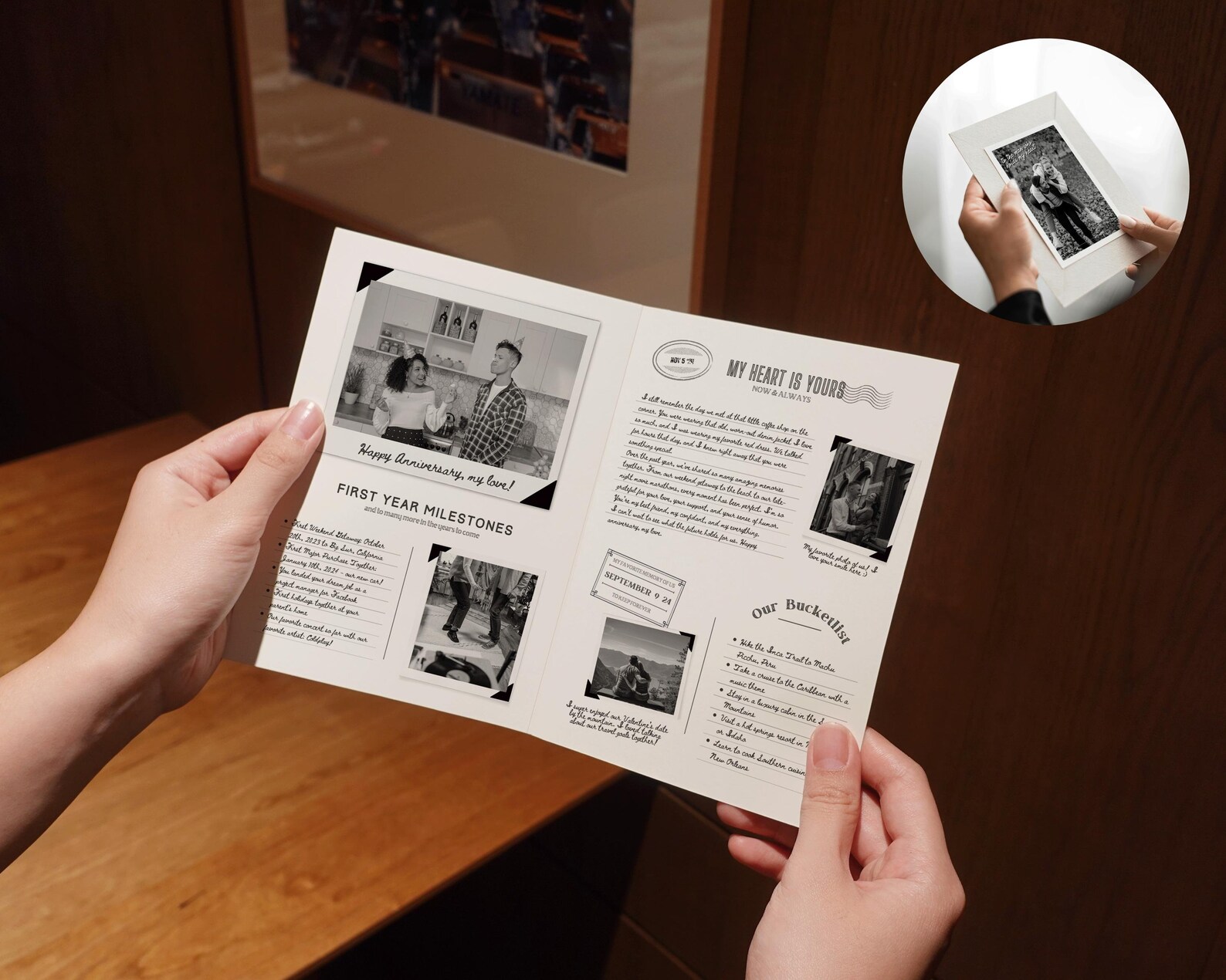 Retro Anniversary Card Template: Polaroid Photo Design (canva Editable ...