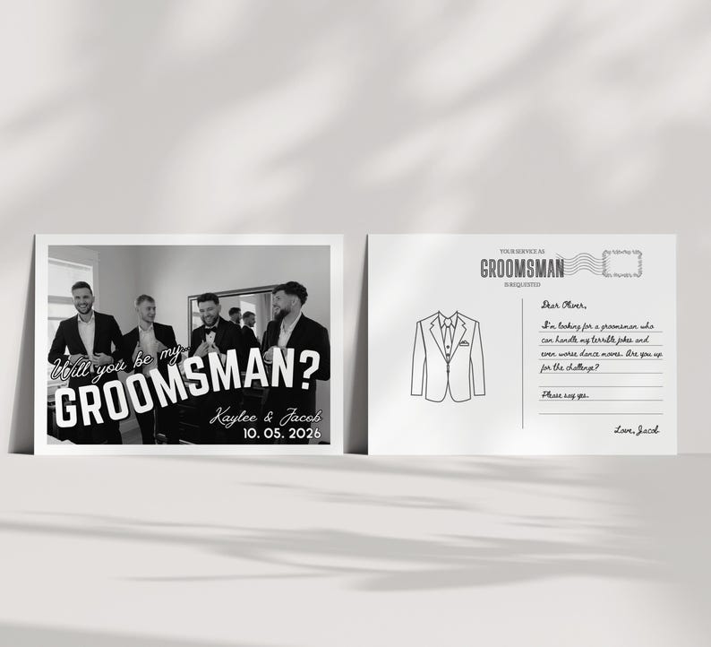 Retro Groomsmen Proposal Card Template, Best Man Proposal Card, Retro ...