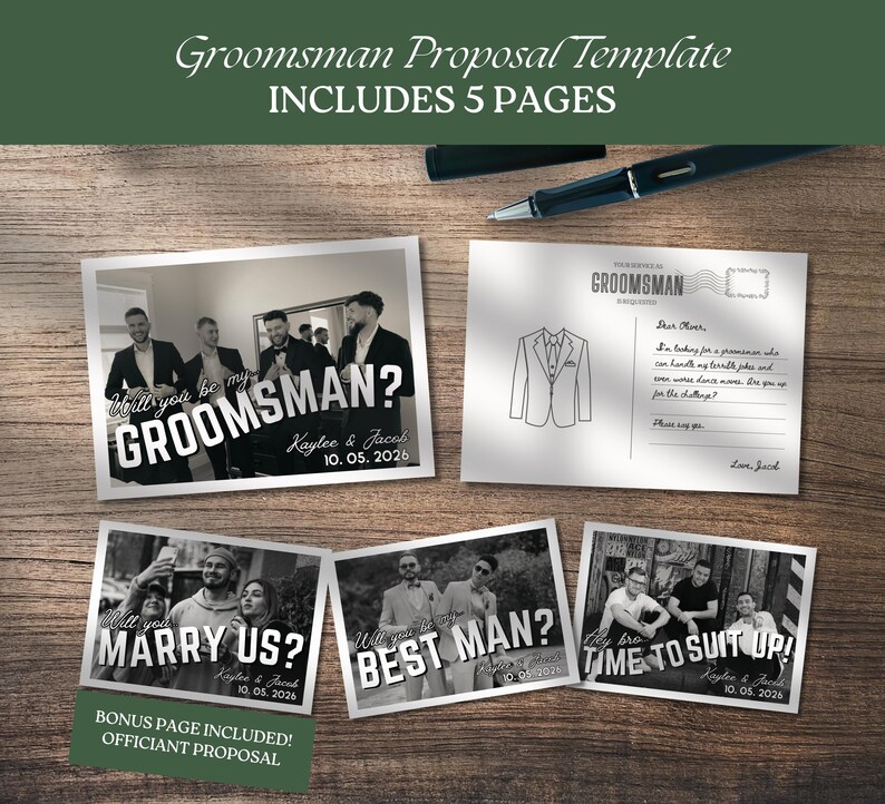 Retro Groomsmen Proposal Card Template, Best Man Proposal Card, Retro ...