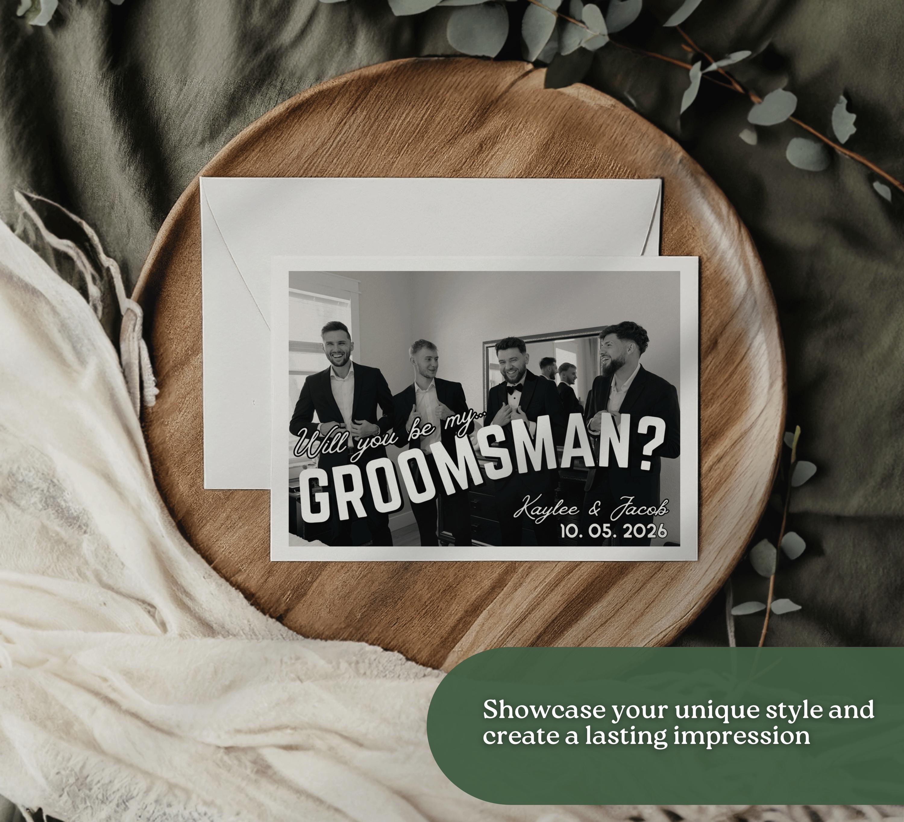 Retro Groomsmen Proposal Card Template, Best Man Proposal Card, Retro ...