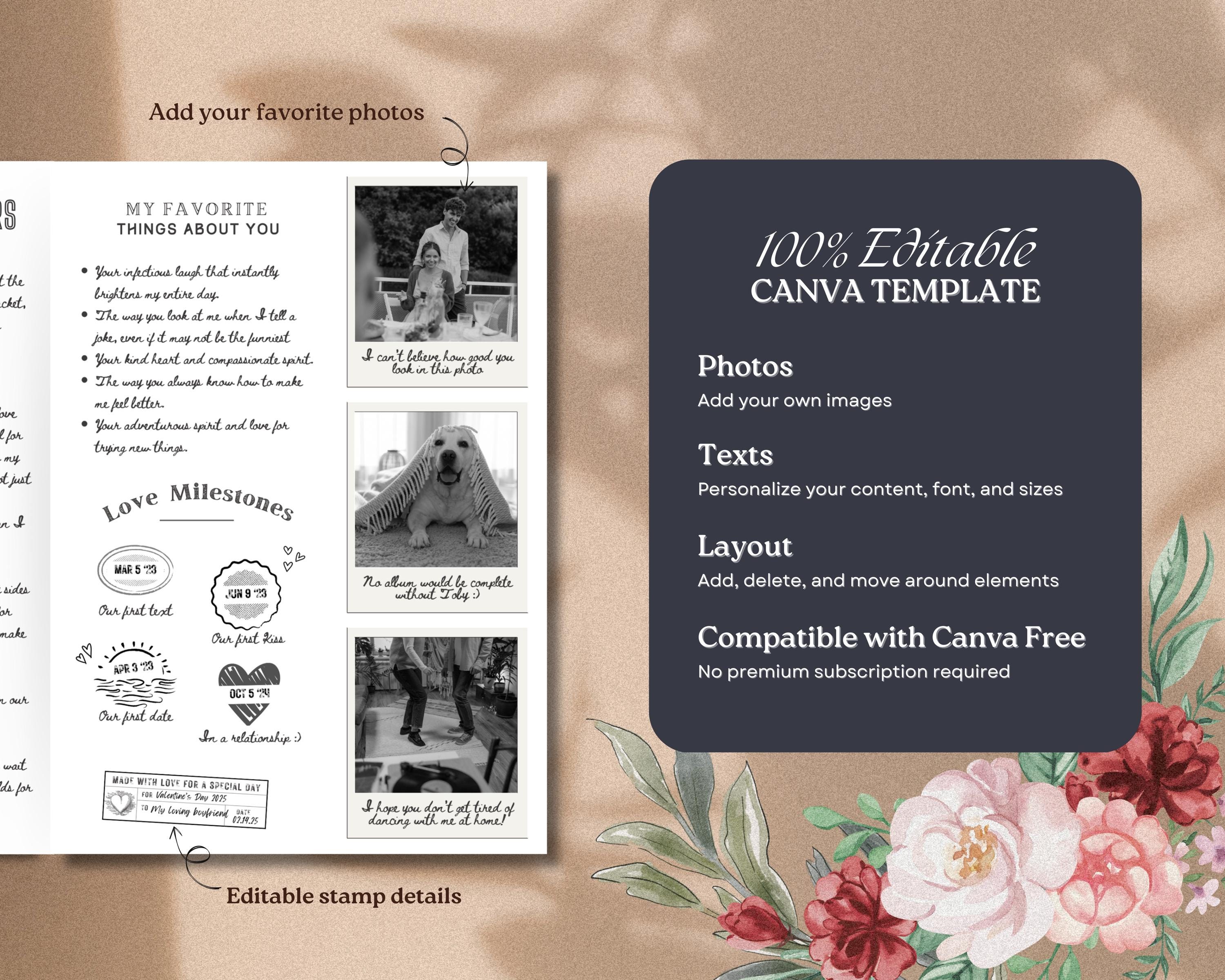 Custom Valentines Day Card Template | Valentines Day Gift for Boyfriend ...