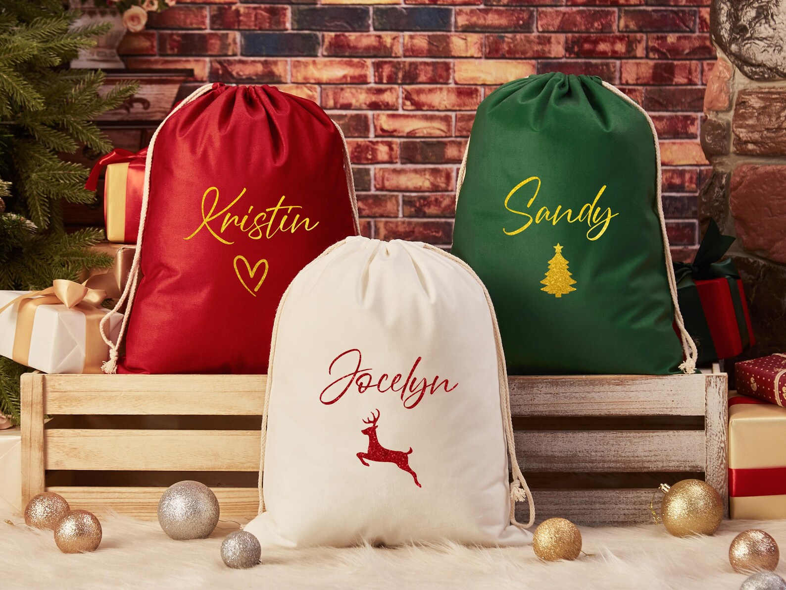 Custom Name Christmas Santa Bag,christmas Gift Bags for Kids and Adults ...