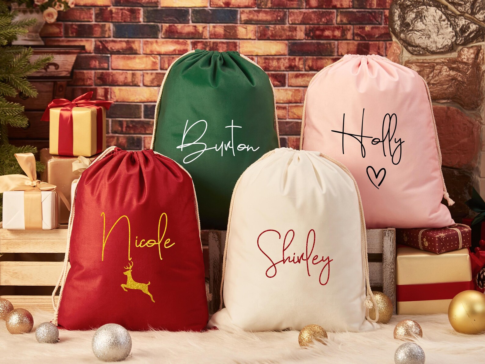 Custom Name Christmas Santa Bag,christmas Gift Bags for Kids and Adults ...