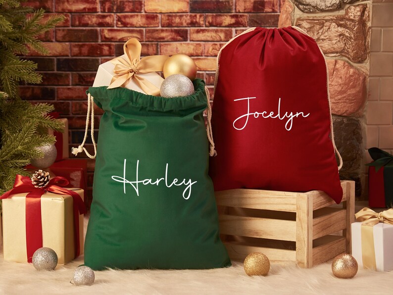 Custom Name Christmas Santa Bag,christmas Gift Bags for Kids and Adults ...