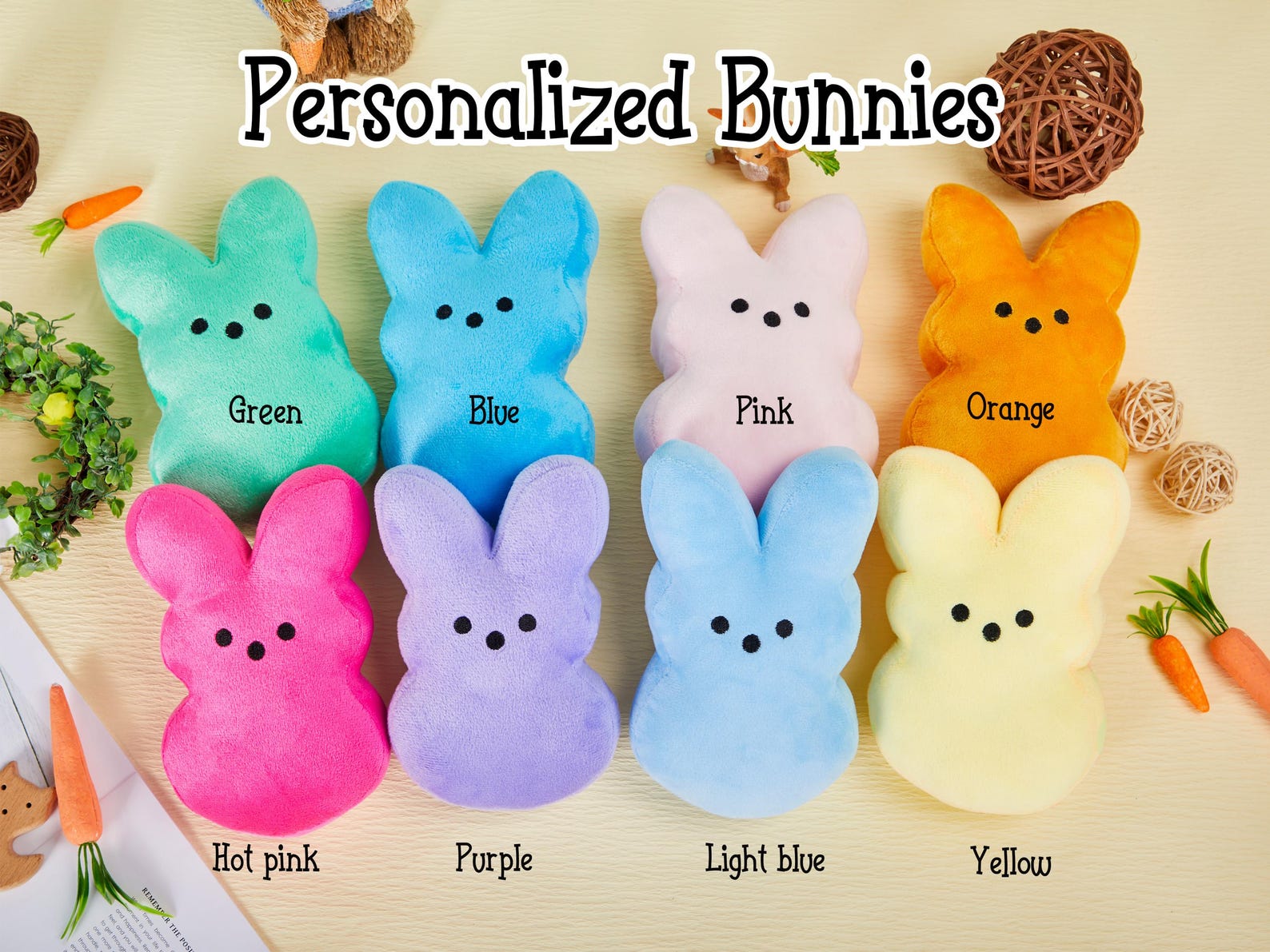 Personalized Peeps Bunnies,easter Peeps Bunny Plush Toy,mini Peeps ...