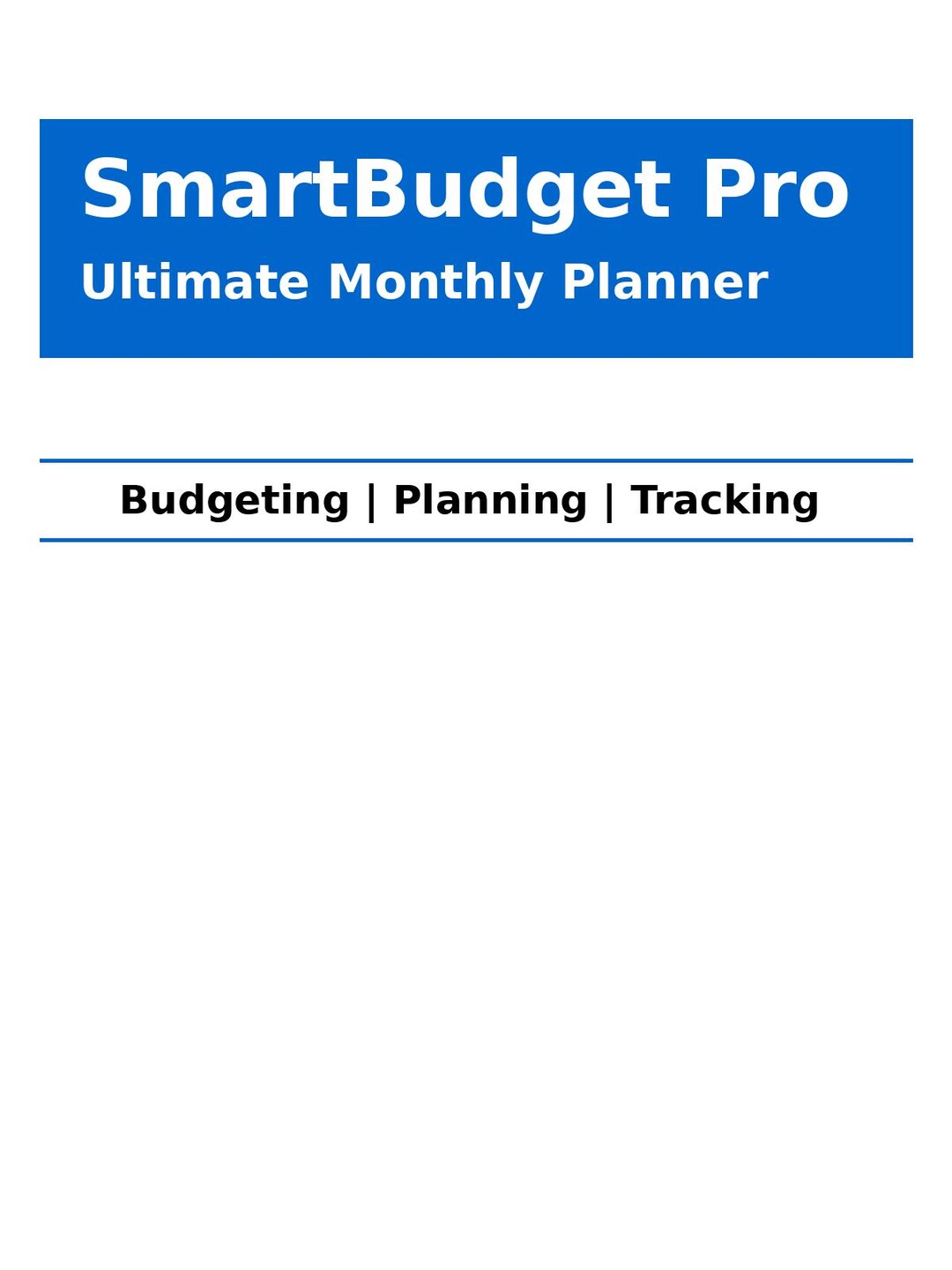 Smartbudget Pro: Ultimate Monthly Budget Planner Printable Financial ...