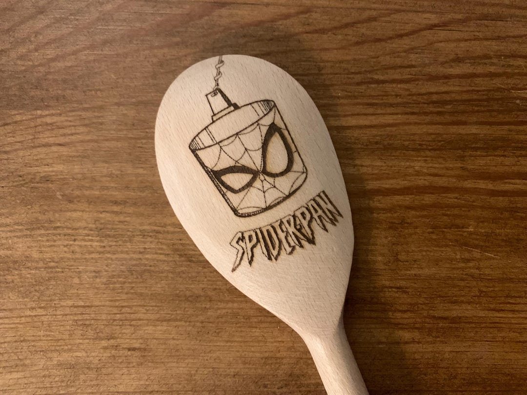 Spiderpan Wooden Spoon Spiderman Valentines Present Gift for Him Gift ...
