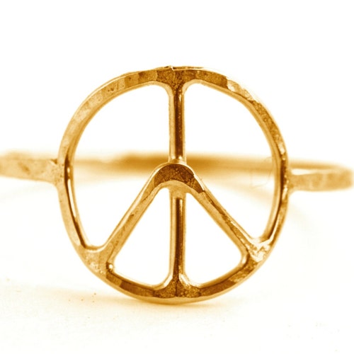 Peace Ring Gold Ring Peace Sign Jewelry Peace Symbol - Etsy Israel