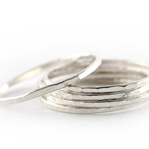 Stacking Ring Set of 3 Mixed Metal Rings / Silver Dotted - Etsy