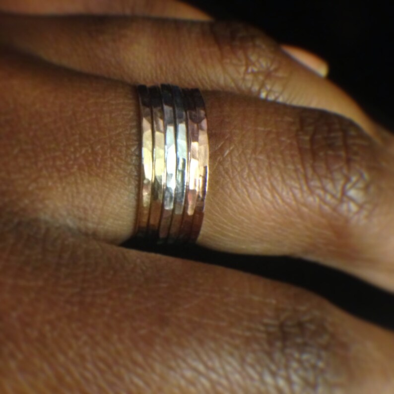 Mix Metal Stackable Rings Set of 6, Hammered Stacking Rings - Etsy Canada