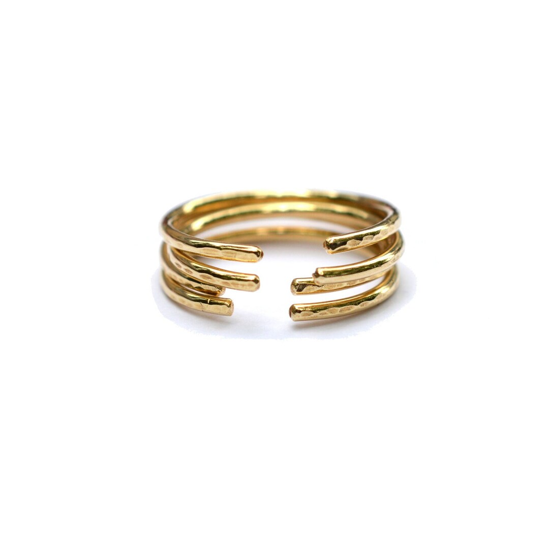 Gold Cuff Ring, Open Band Midi Ring, Stackable Rings, SINGLE RING ...