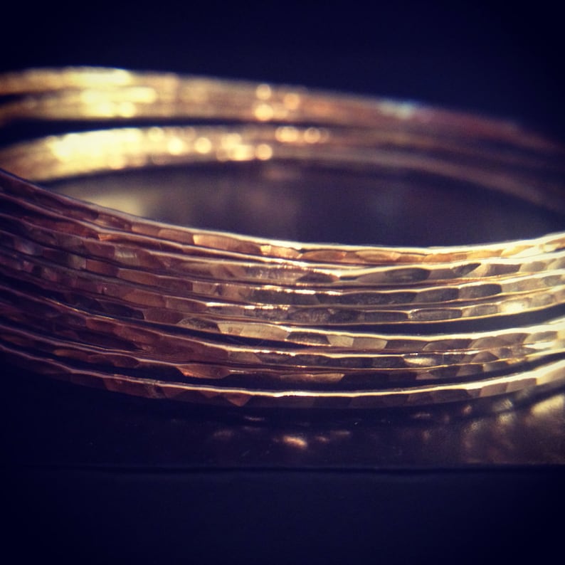 Gold Bangle Set of 6, Skinny Stacking Bracelet, Thin Bangles - Etsy
