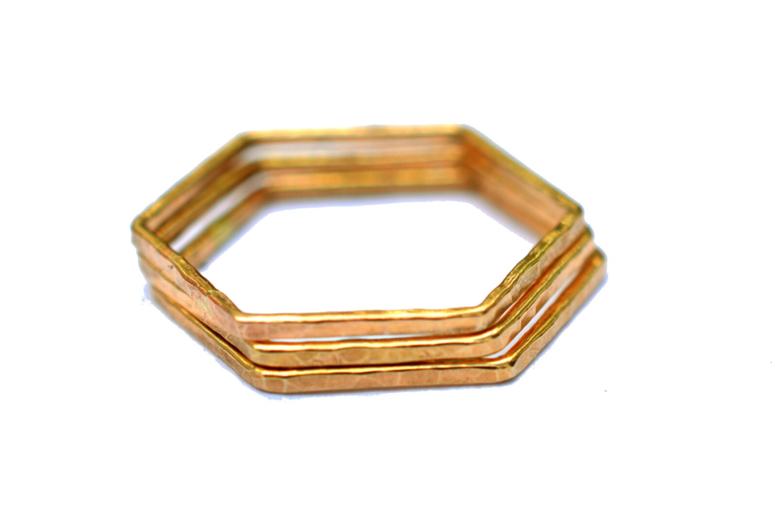 Gold Hexagon Ring Set of 3 Hammered Honeycomb Ring - Etsy