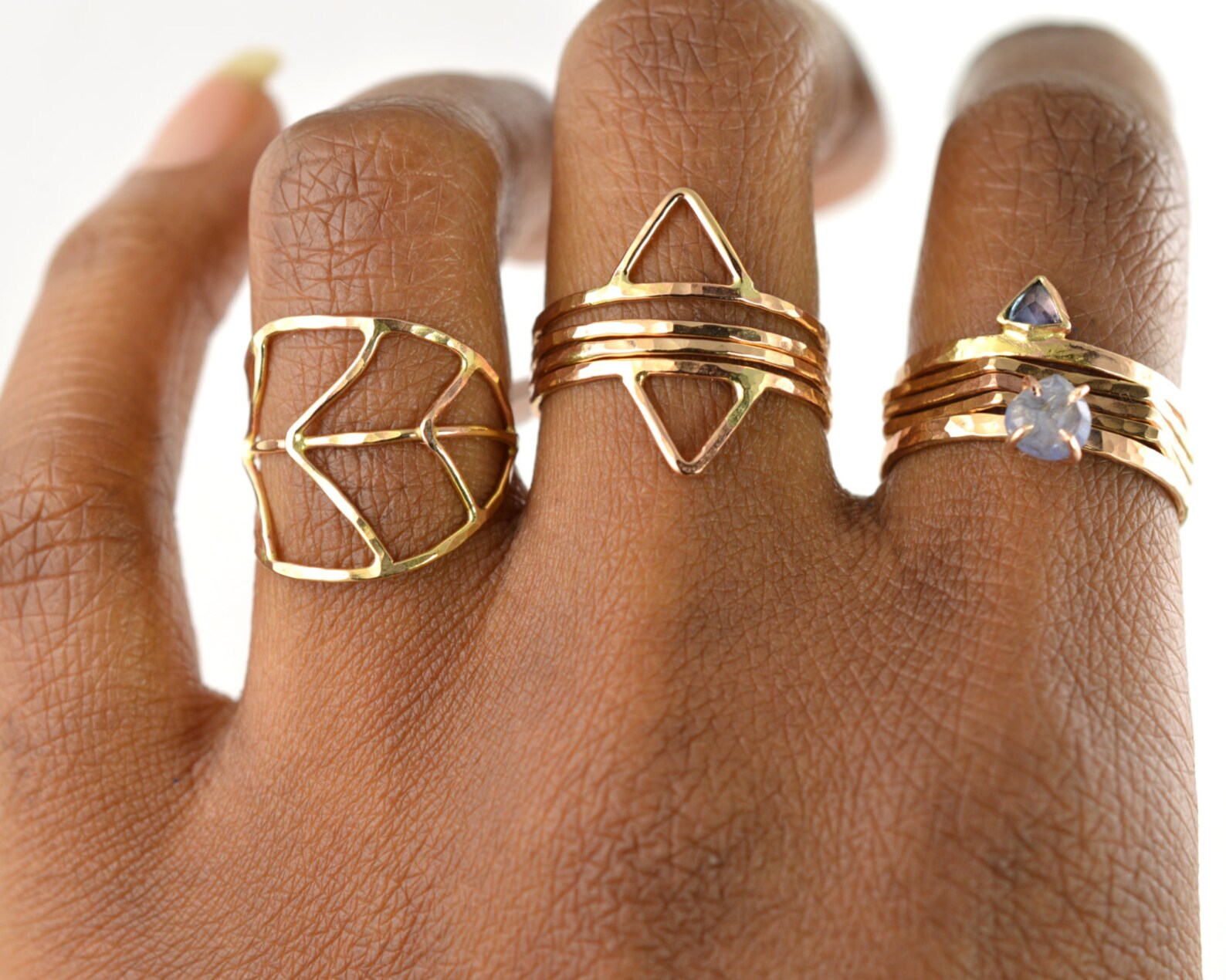 Triangle Stackable Ring Set of 4 Stackable Ring Set Arrow - Etsy
