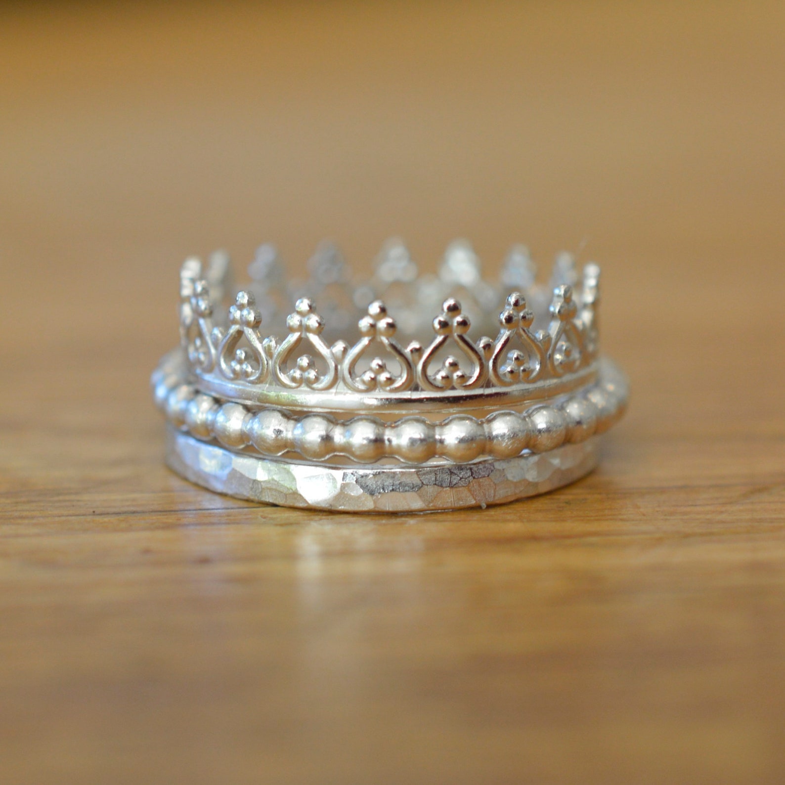 Silver Crown Ring Sterling Silver Princess Ring Stacking - Etsy