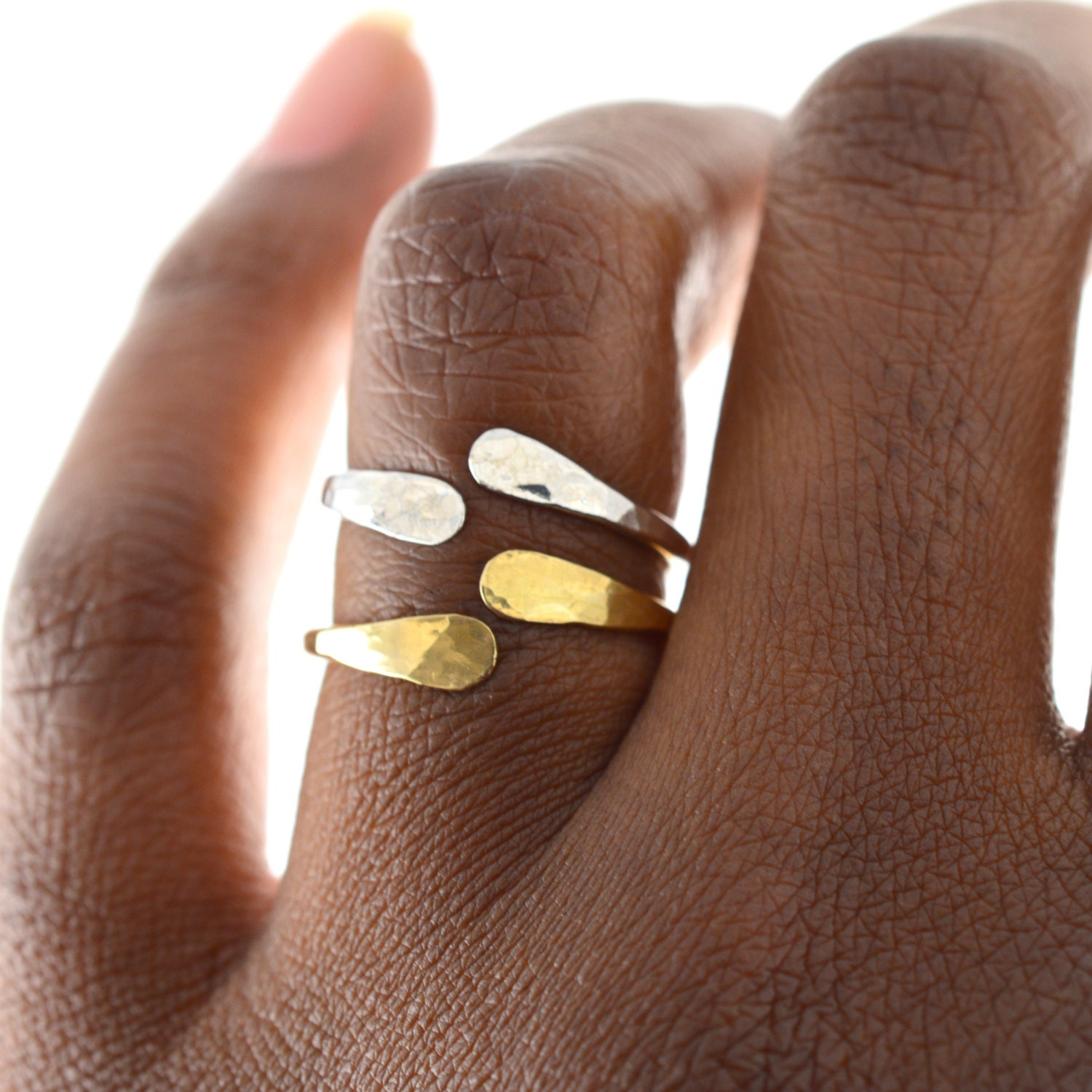 Hammered Cuff Ring Open Midi Ring Bypass Ring | Etsy