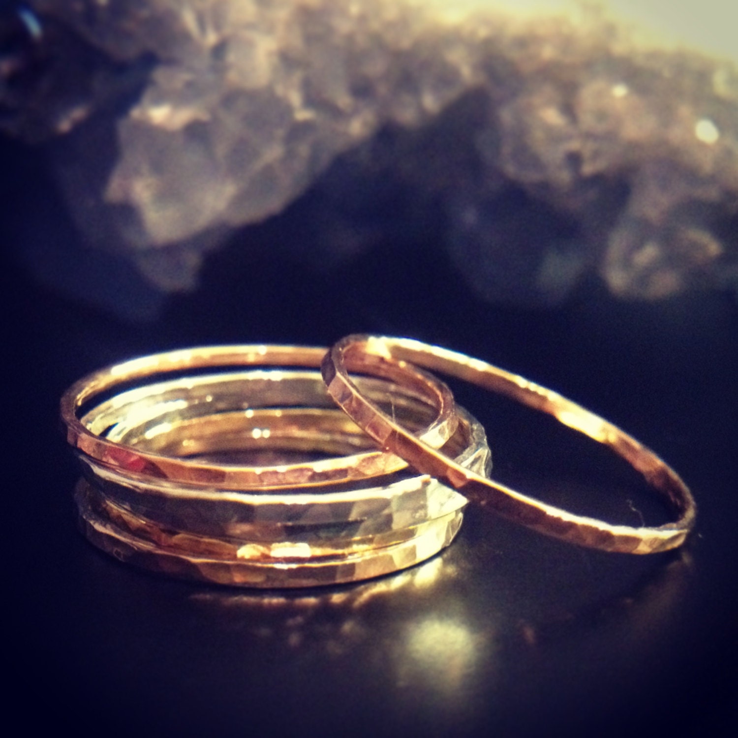 Mix Metal Stackable Rings Set of 6, Hammered Stacking Rings - Etsy Canada