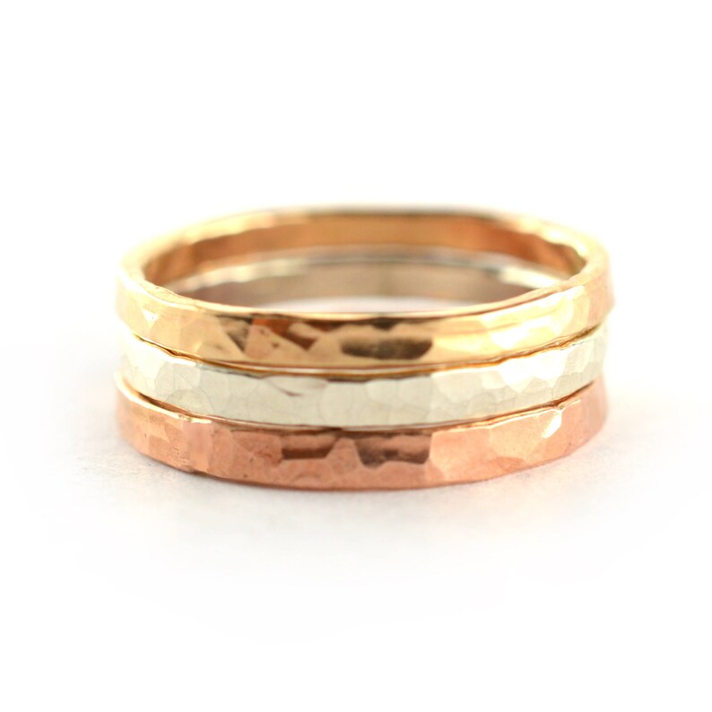 Thick Stackable Rings Set of 3, Rose, Silver, Gold Stacking Rings HSR14 ...