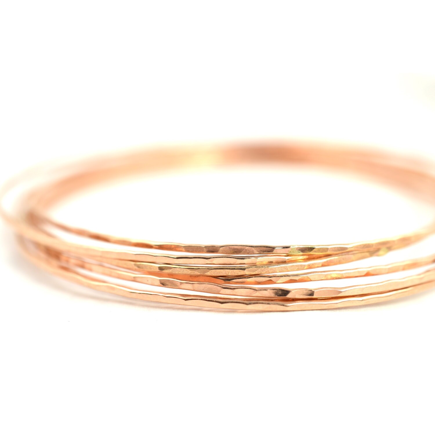 Hammered Rose Gold Bangle Set of 6 Skinny Stacking Bracelet - Etsy