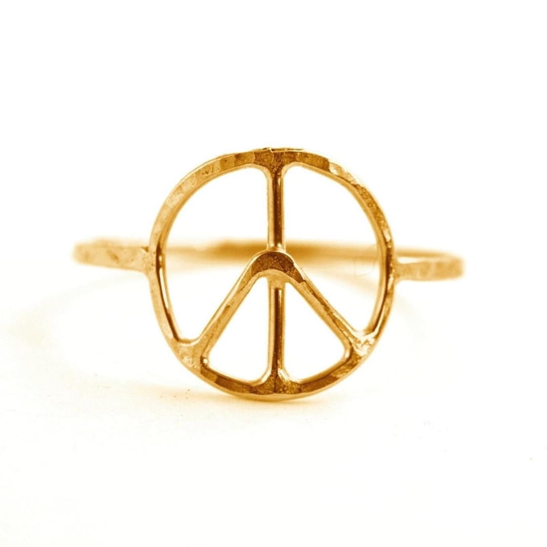 Hammered Peace Sign Ring, 14k Gold-fill or Sterling Silver - RDPEACE - Etsy