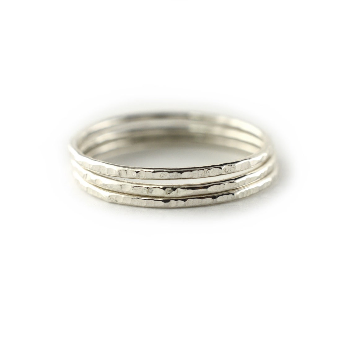 Silver Thin Stacking Rings tree Bark Stackable | Etsy
