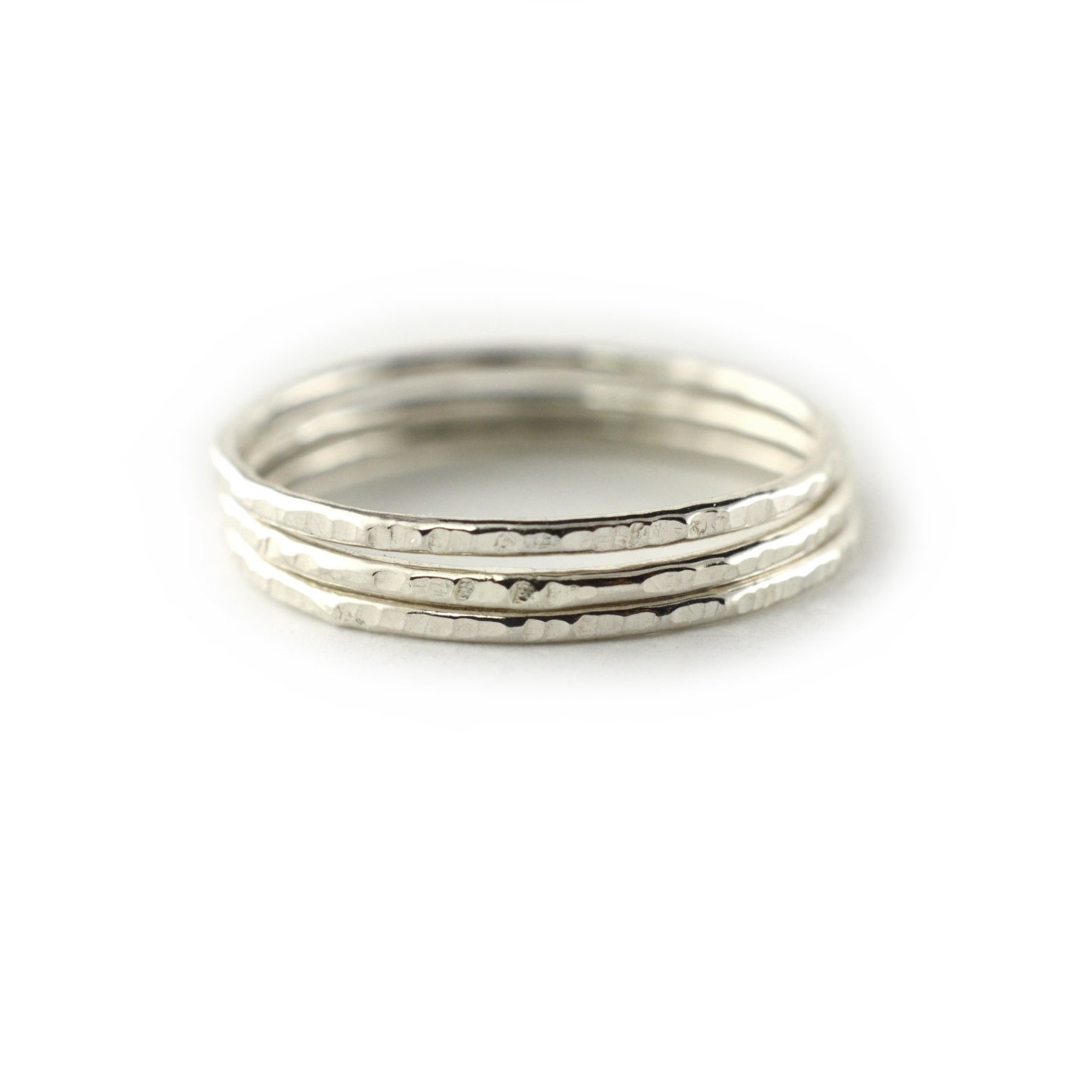 Silver Thin Stacking Rings tree Bark Stackable | Etsy