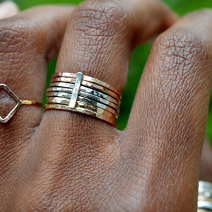 Hammered Bar Ring, Hammered Bar Stacking Ring HSRBAR - Etsy