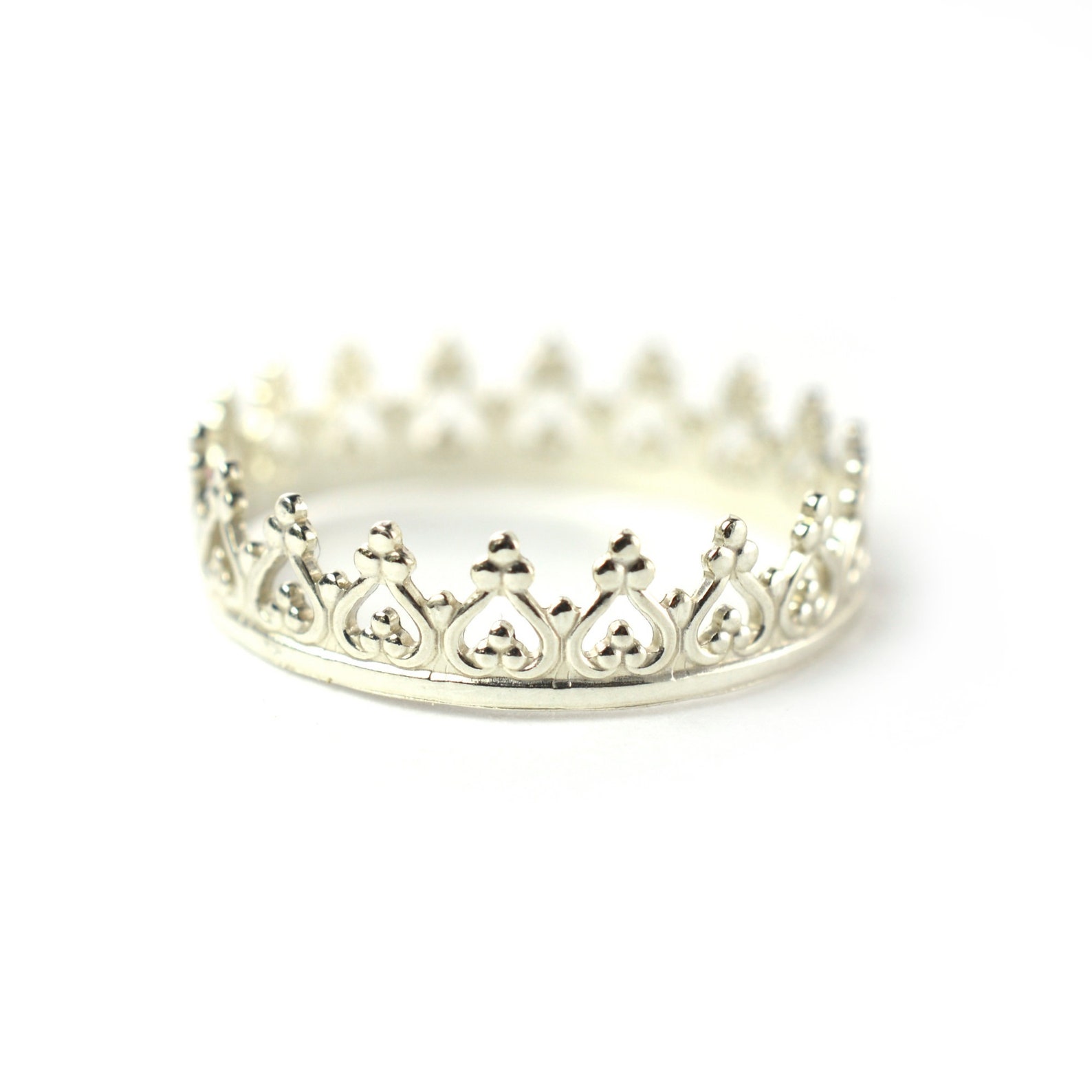 Silver Crown Ring Sterling Silver Princess Ring Stacking - Etsy