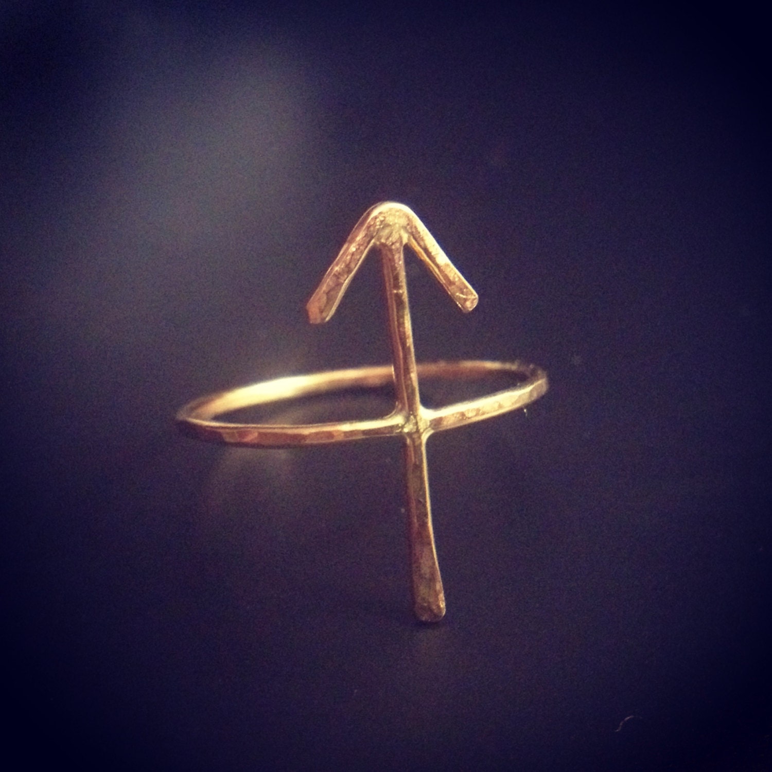 Gold Arrow Ring Rune Ring victory Arrow Symbol - Etsy