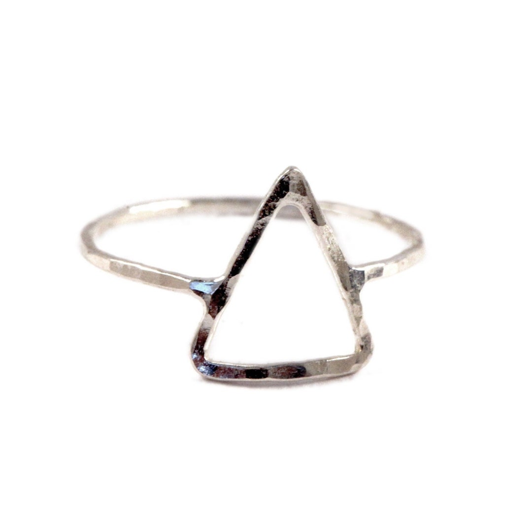 Hammered Triangle Ring, Arrow Stacking Ring, Geomtric Ring, Delicate ...