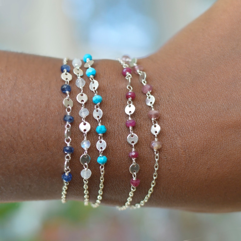 Dainty Chain Bracelet Delicate Beaded Bracelet Birthstone - Etsy