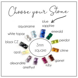 Princess Cut Birthstone Ring, Square Cut Gemstone Stacking Ring, SINGLE ...