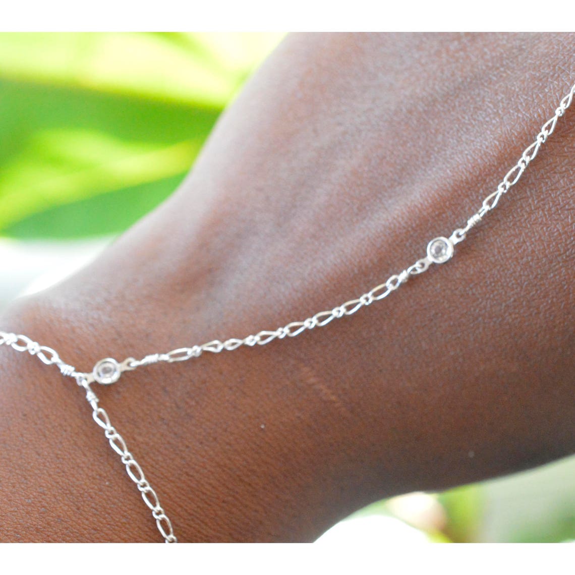 Silver Hand Chain Bracelet CZ Chain Bracelet - Etsy