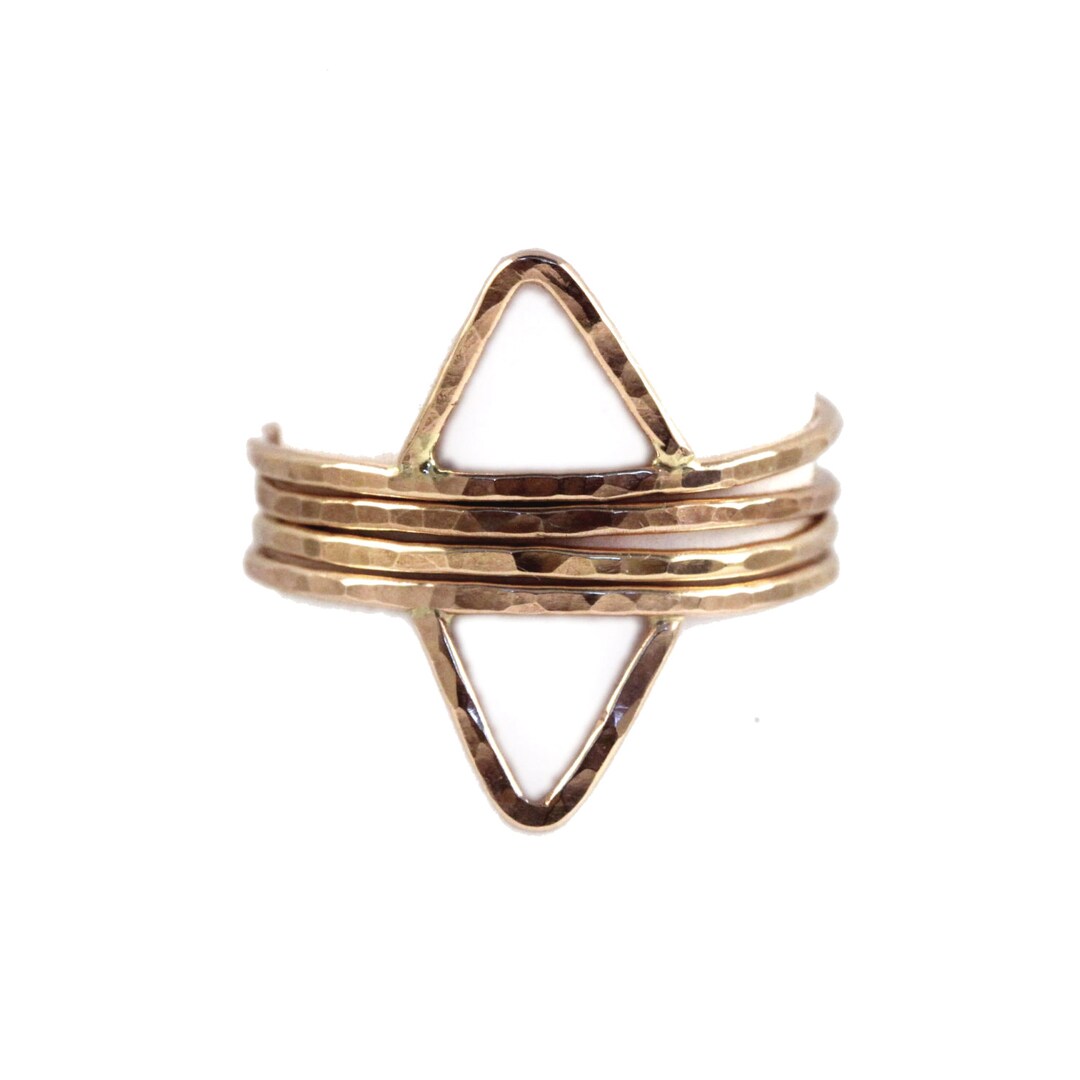 Rose Gold-fill Triangle Stackable Ring Set of 4 - Etsy